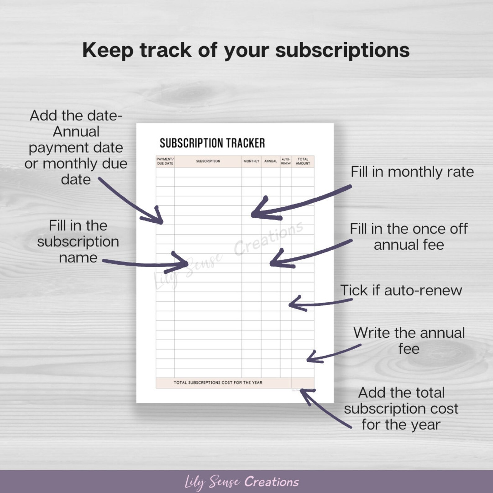 Subscription Tracker Printable, Membership Tracker, Subscription Log ...