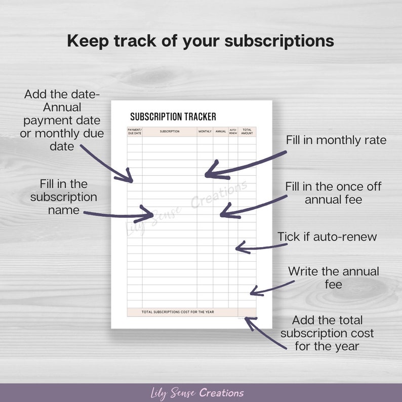 Subscription Tracker Printable, Membership Tracker, Subscription Log ...