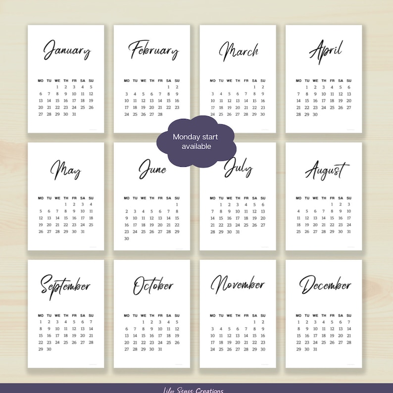 2025 Monthly Calendar Printable, Large Font Monthly Calendar, A4, A5 ...