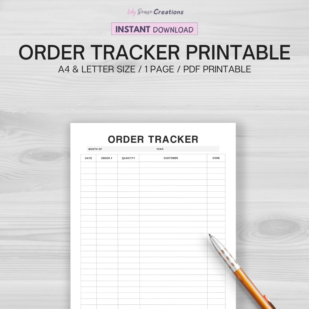 Order Tracker Printable Sheet, Order Tracker Planner, Digital Download ...