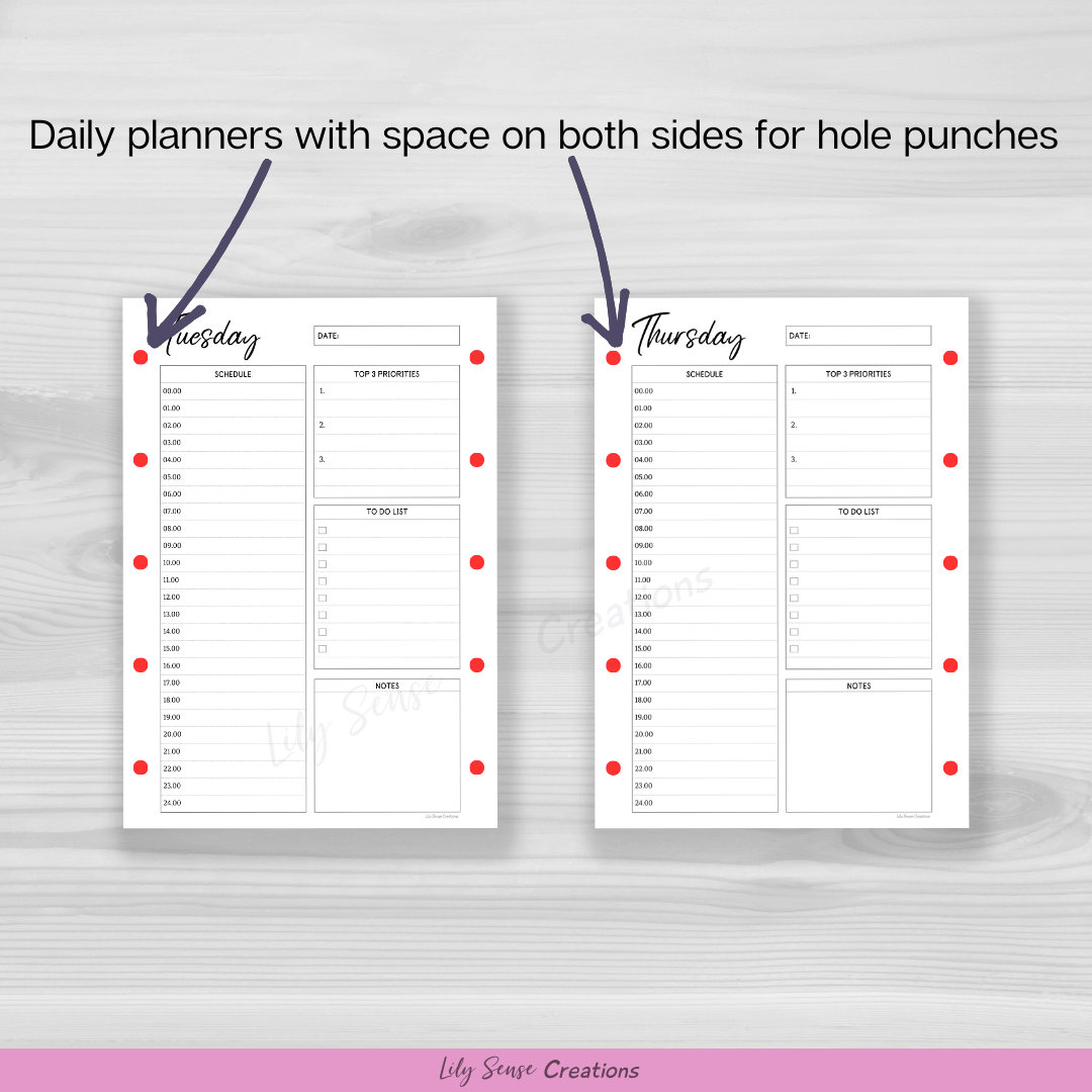 Hourly Daily Planner, Printable Weekly Schedule, Productivity Tracker ...