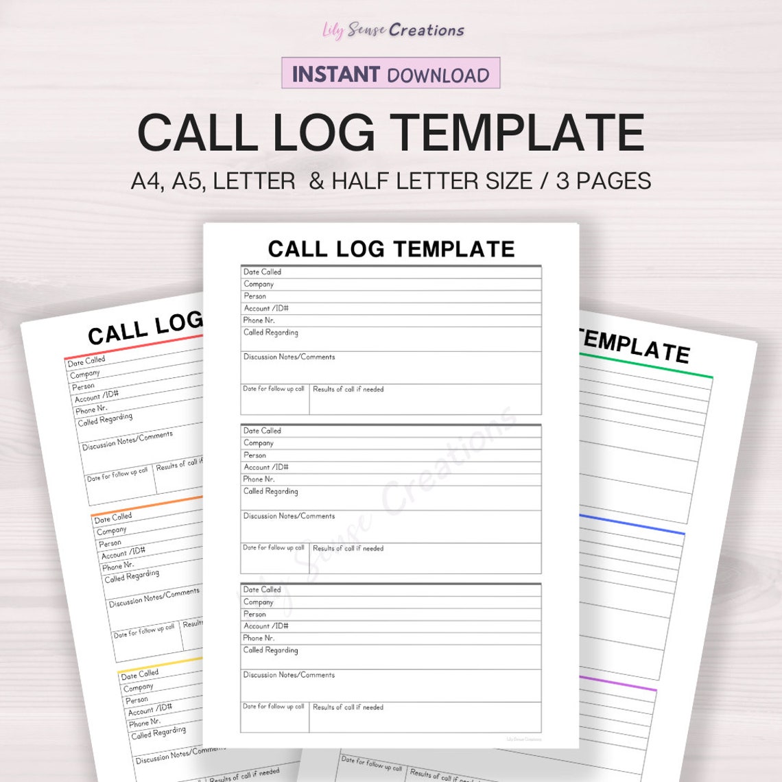 Call Log Template, Printable Communication Log, Phone Call Tracker ...