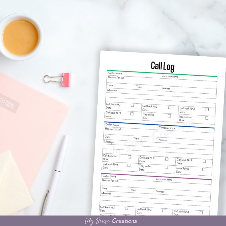 Printable Call Log, Call Back Tracker, Missed Call Template ...