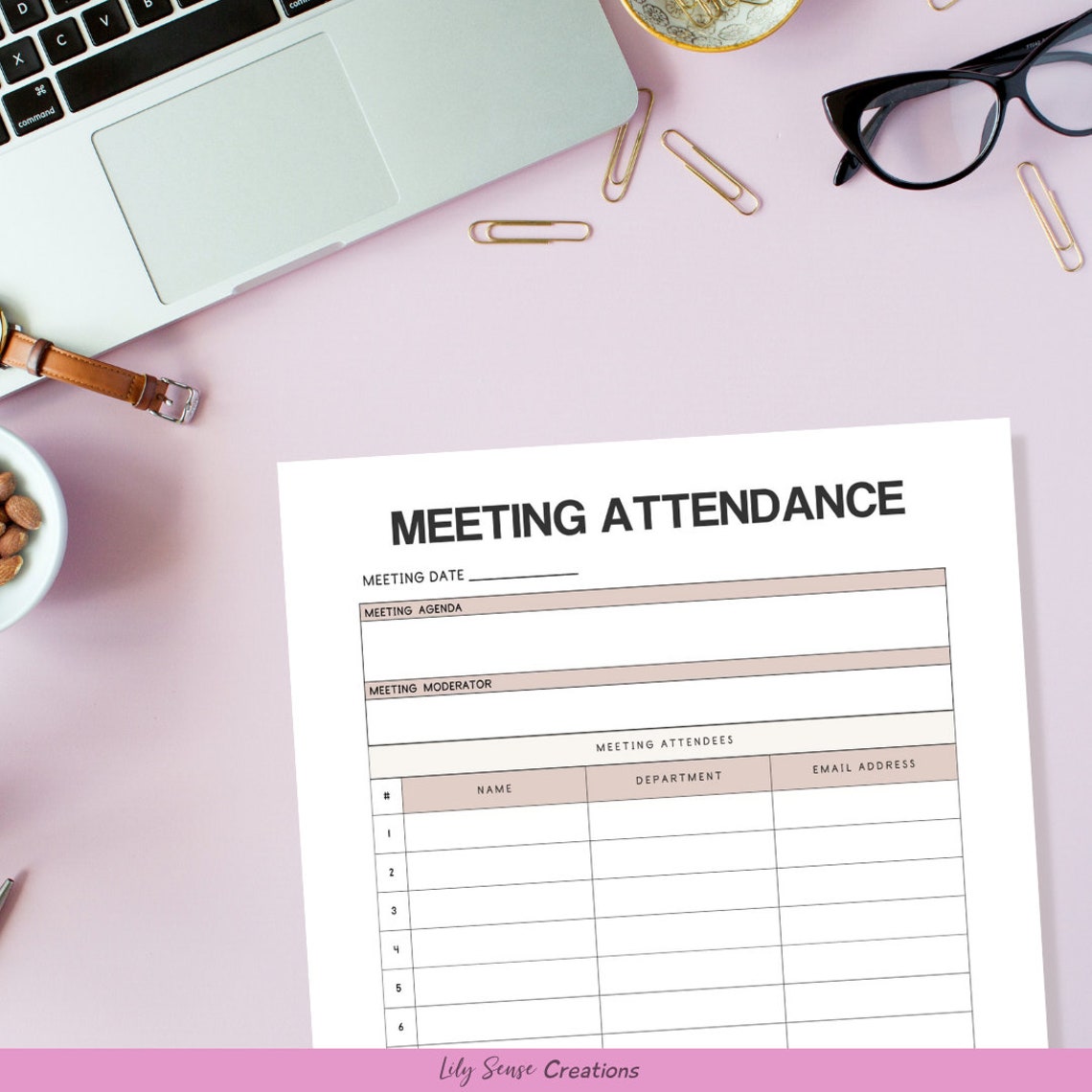 Meeting Attendance Sheet, Printable Sign up Page, Meeting Sign in ...