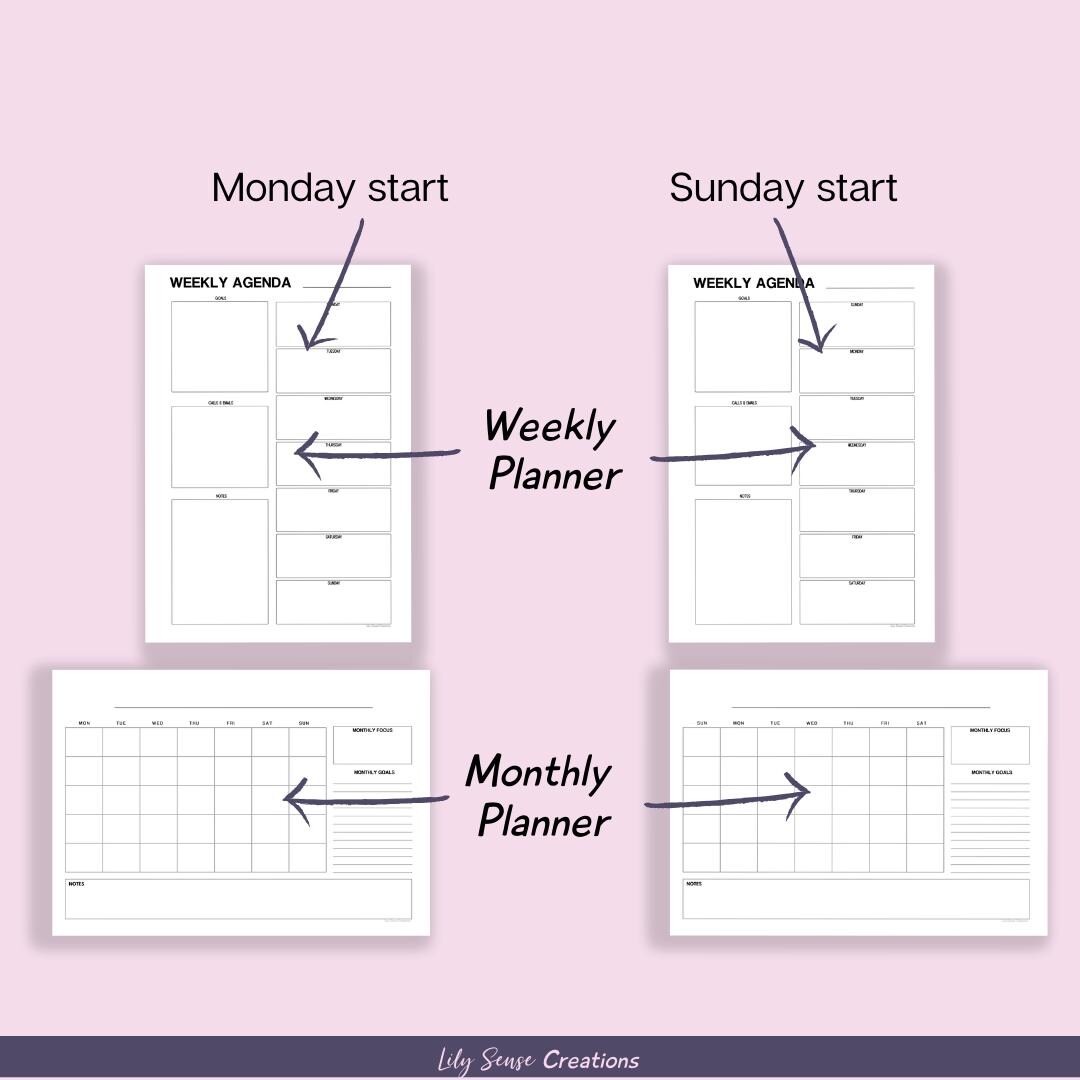 Printable Planner Bundle, Life Planner Set, Daily, Weekly, Monthly ...