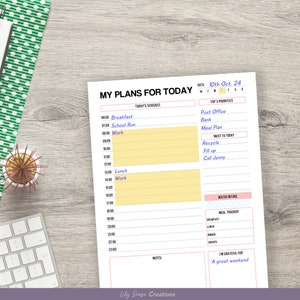 Undated Daily Printable Planner, My Plans for Today Planner Sheet ...