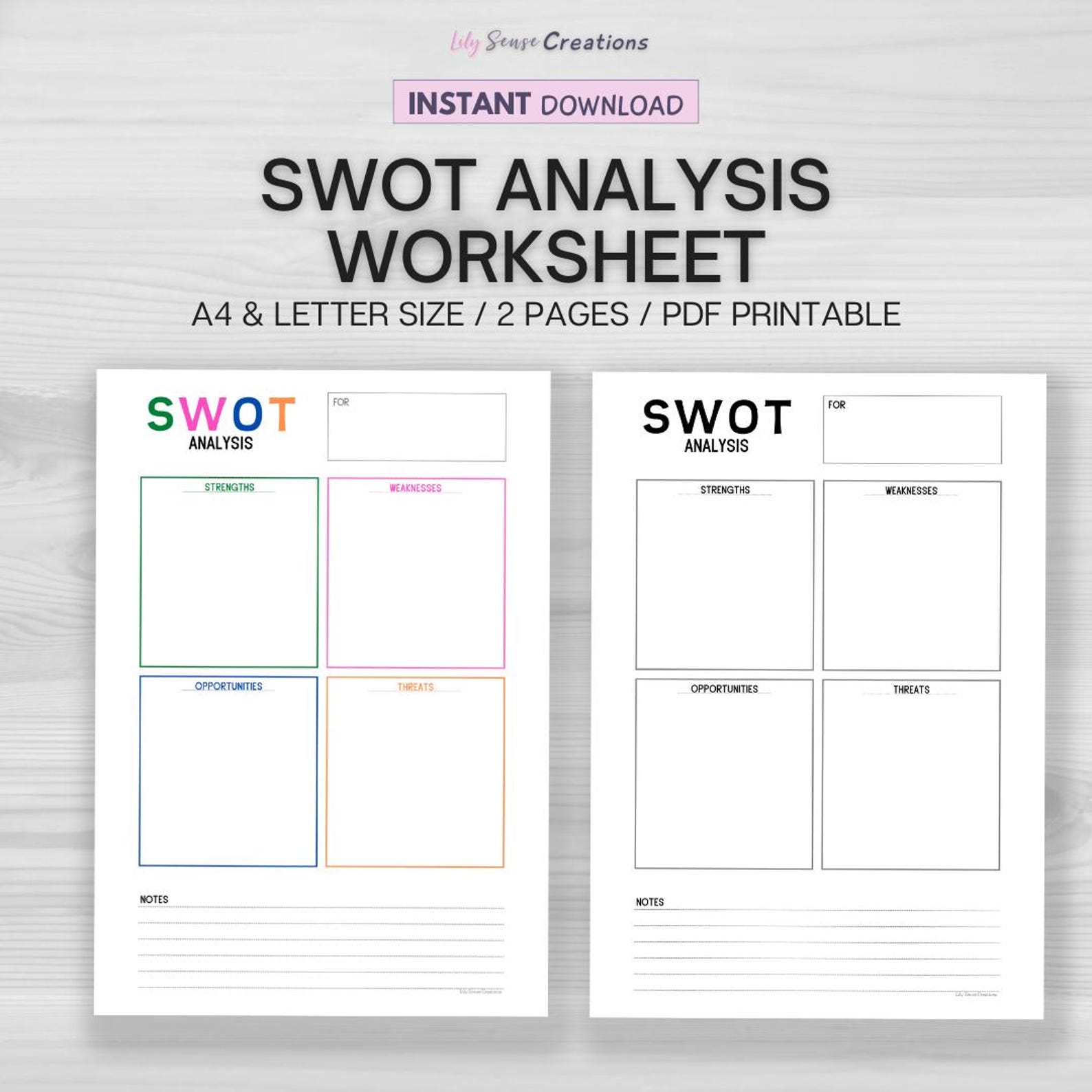 Swot Analysis Printable Page, SWOT Analysis Template, Project ...