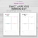 Swot Analysis Printable Page, SWOT Analysis Template, Project ...