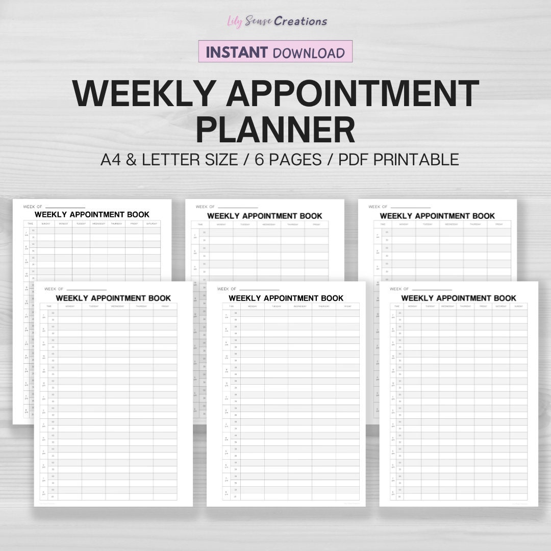 Weekly Appointment Planner Printable, Weekly Schedule Planner ...