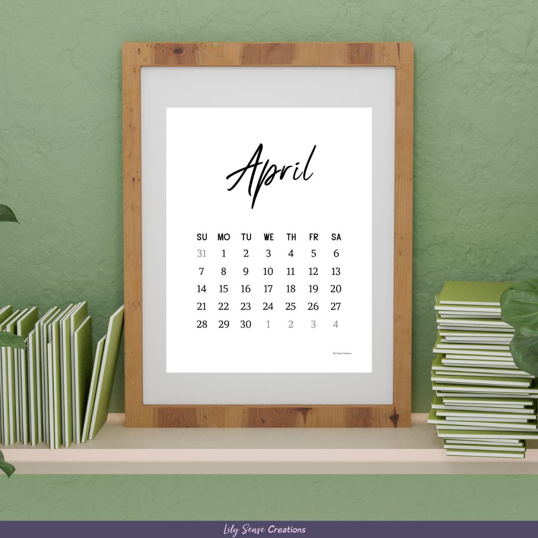 2024 Monthly Calendar Printable, Large Font Monthly Calendar, A4, A5 ...