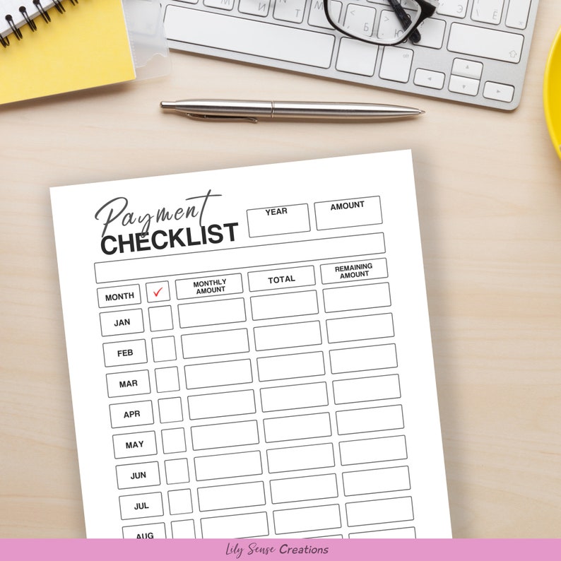 Monthly Payment Checklist, Printable Monthly Bill Tracker, Finance ...