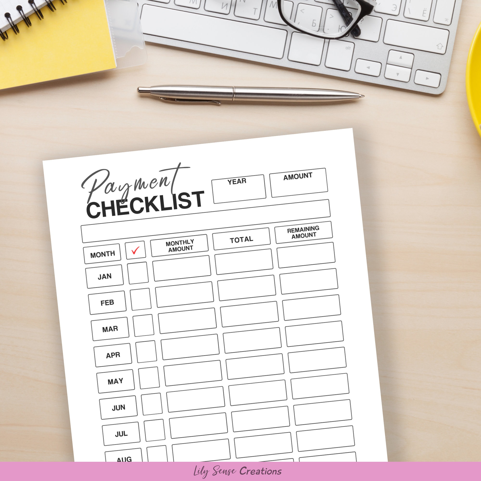 Printable Monthly Payment Checklist, Bill Tracker, Financial Planner ...