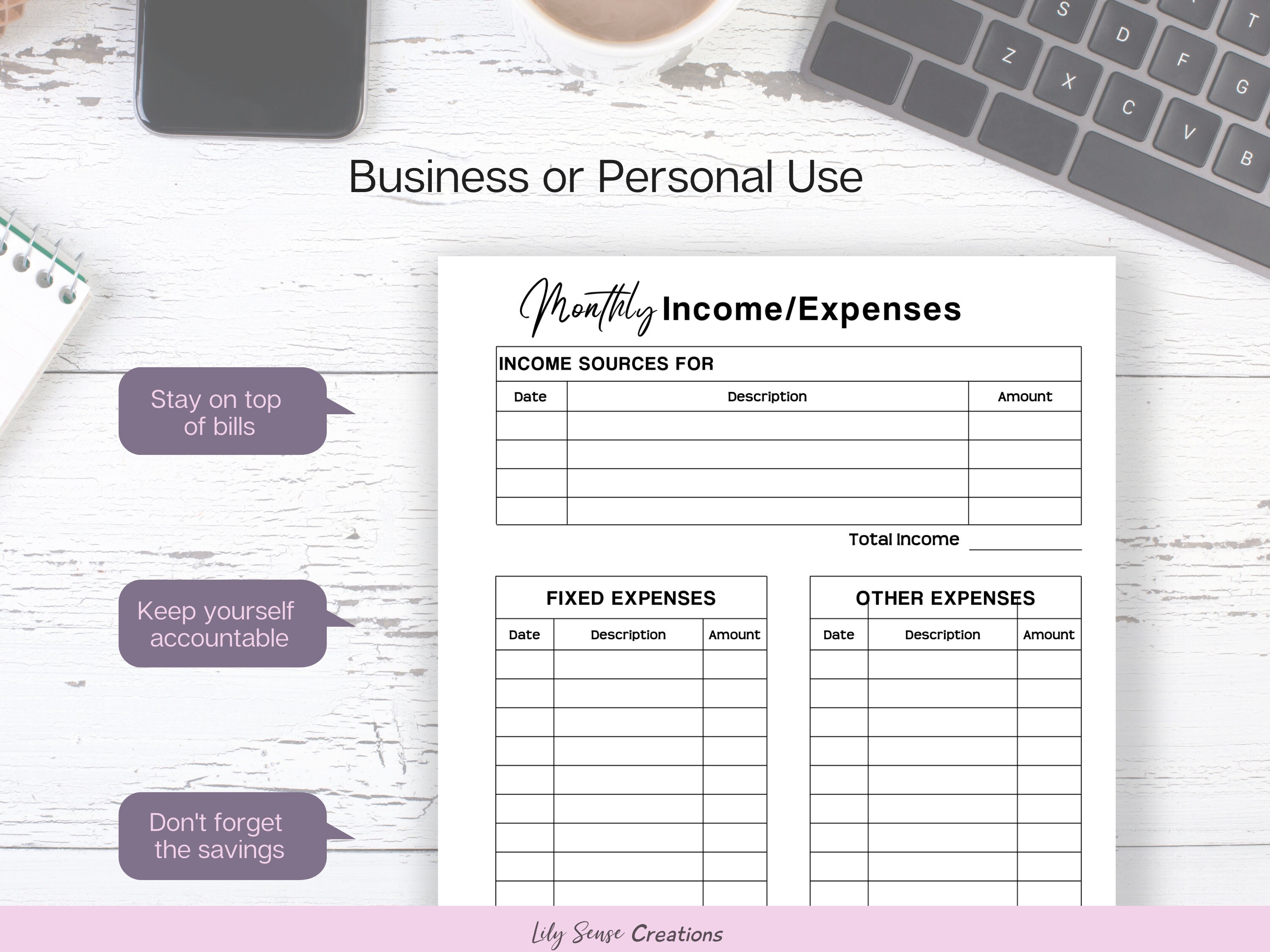 Monthly Income & Expense Tracker Printable Money Tracker - Etsy