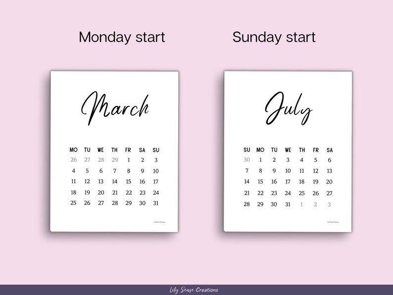 2024 Monthly Calendar Printable Large Font Monthly Calendar - Etsy