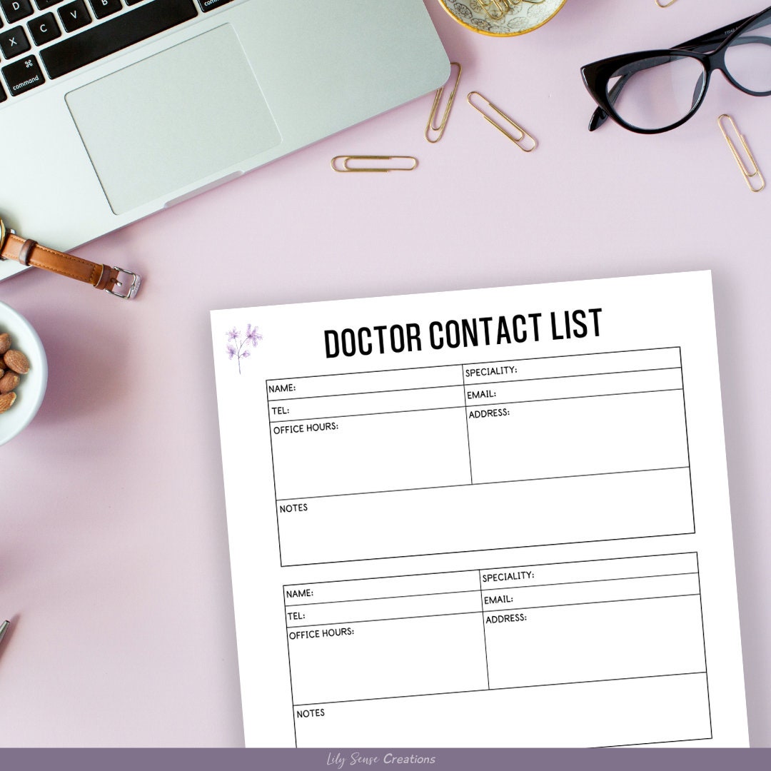 Medical Appointment Log, Printable Appointment Tracker, Doctor Contact ...