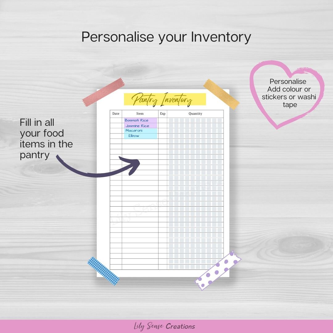 Food Inventory Checklist, Kitchen Inventory, Fridge Inventory, Freezer ...
