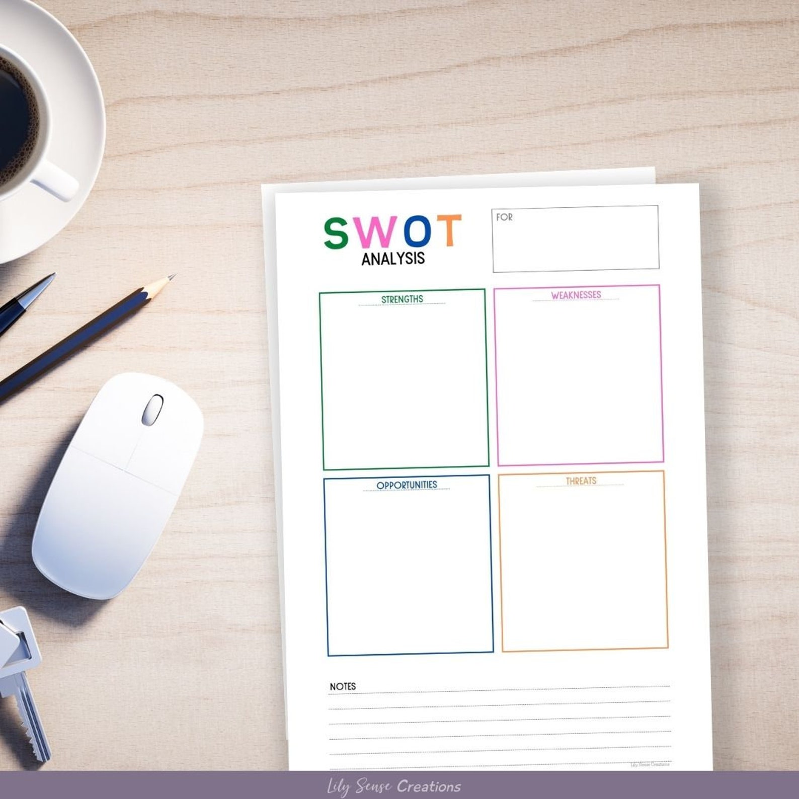 Swot Analysis Printable Page, SWOT Template, Worksheet, A4 and US ...