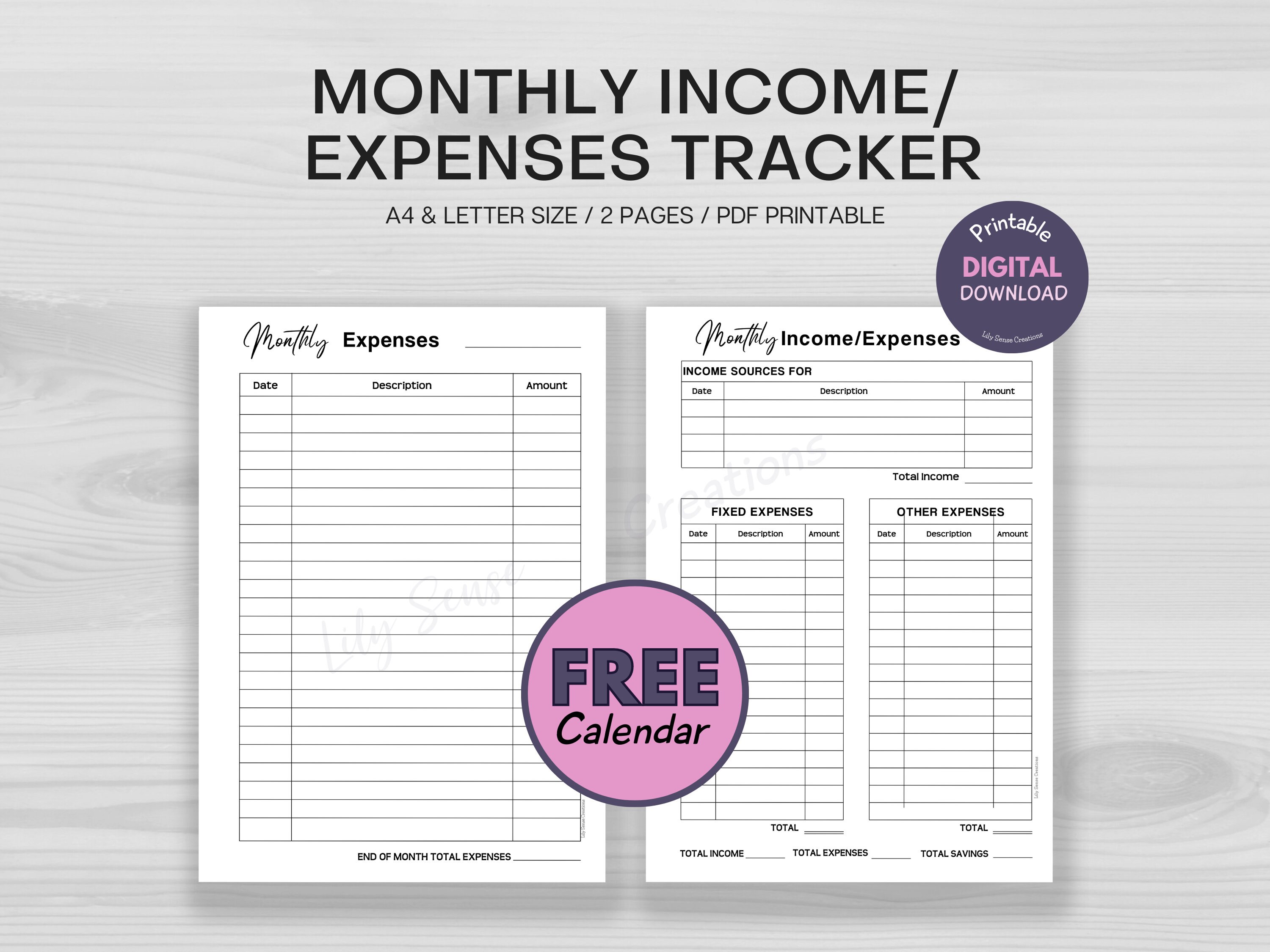 Monthly Income & Expense Tracker Printable Money Tracker - Etsy