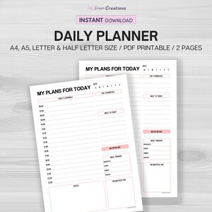 Undated Daily Printable Planner, My Plans for Today Planner Sheet ...