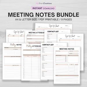 Meeting Notes Bundle, Printable Meeting Agenda Templates, Meeting ...