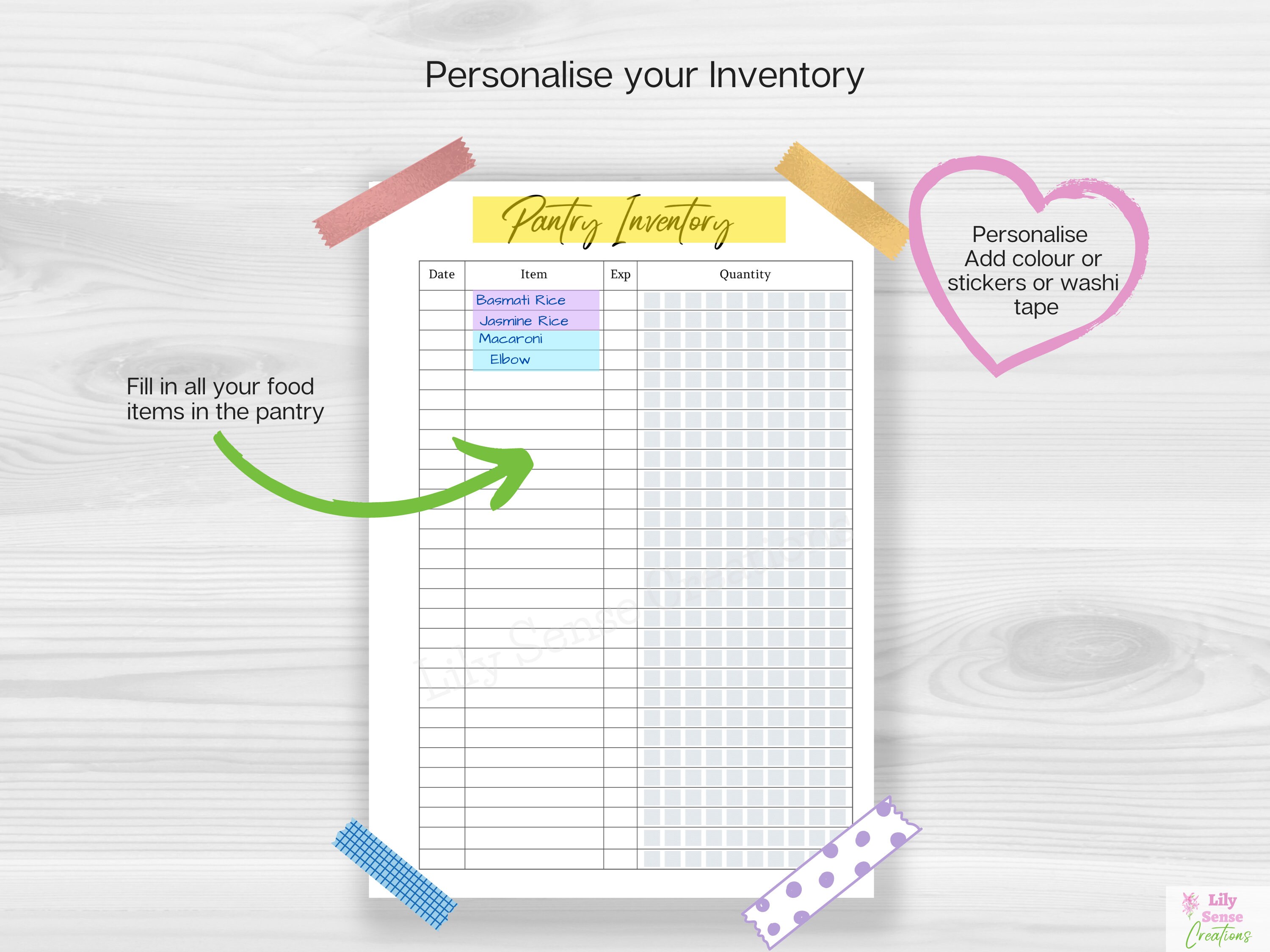 Food Inventory Checklist Kitchen Inventory Fridge Inventory - Etsy