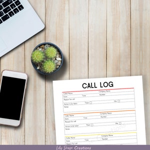 Printable Call Log Template, Communication Log, Phone Call Tracker ...