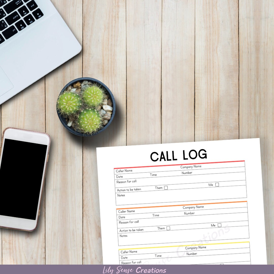 Printable Call Log Template, Communication Log, Phone Call Tracker ...