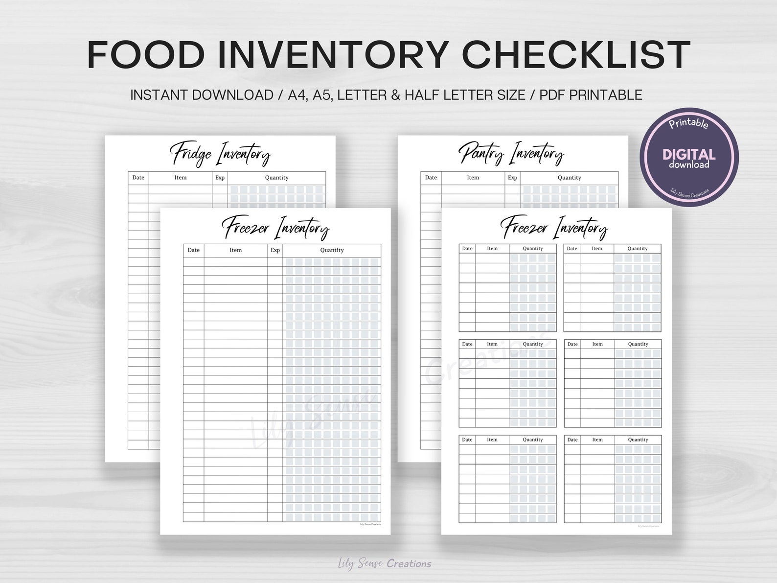 Food Inventory Checklist Kitchen Inventory Fridge Inventory - Etsy