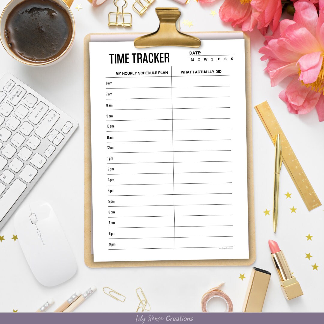 Time Tracker Printable, Time Management Template, Activity Tracker ...