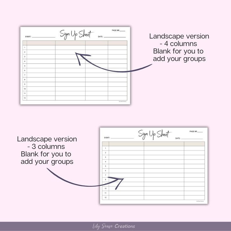 Printable Event Sign up Sheet Template, Printable Sign up Form, Event ...