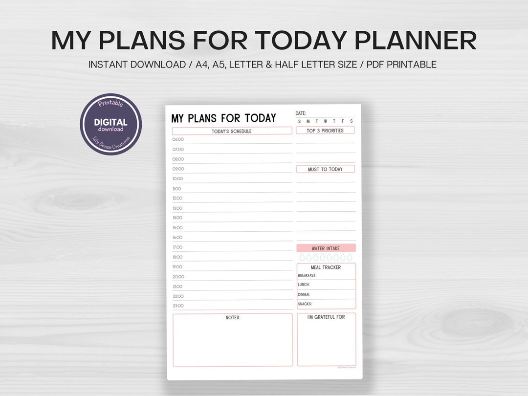 Undated Daily Printable Planner My Plans for Today Planner - Etsy