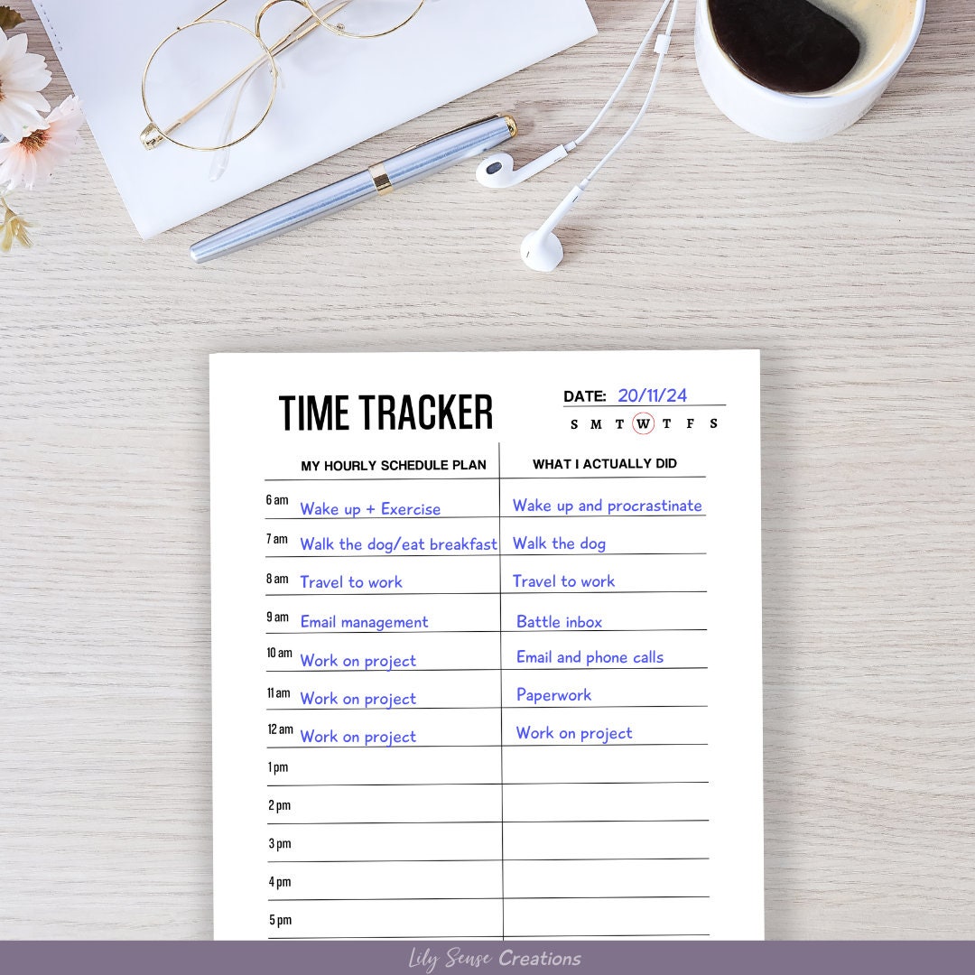 Time Tracker Printable, Time Management Template, Activity Tracker ...