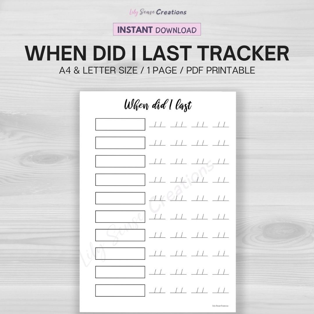 When Did I Last Tracker Printable, Recurring Task Log, Chores Tracker ...