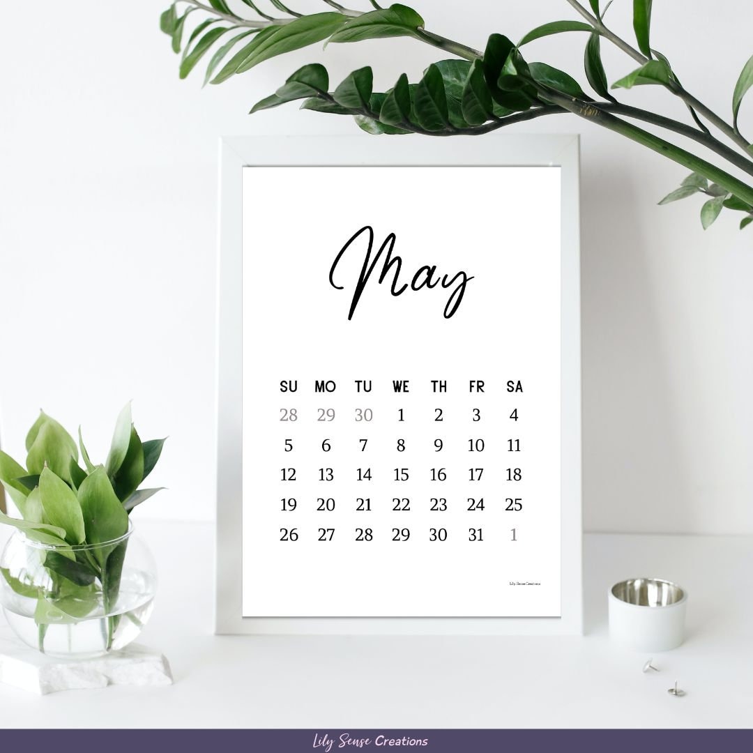2024 Monthly Calendar Printable, Large Font Monthly Calendar, A4, A5 ...