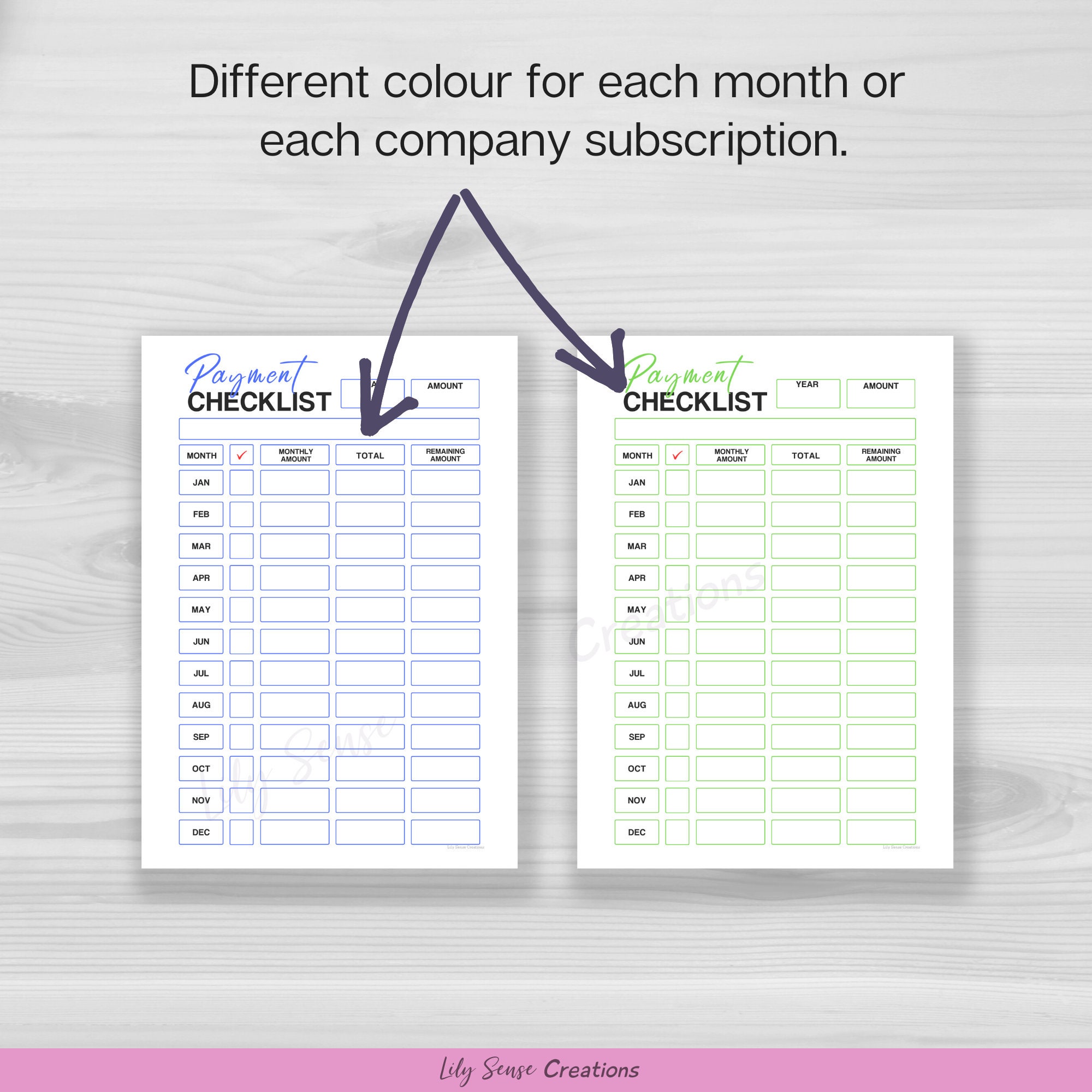 Printable Monthly Payment Checklist, Bill Tracker, Financial Planner ...