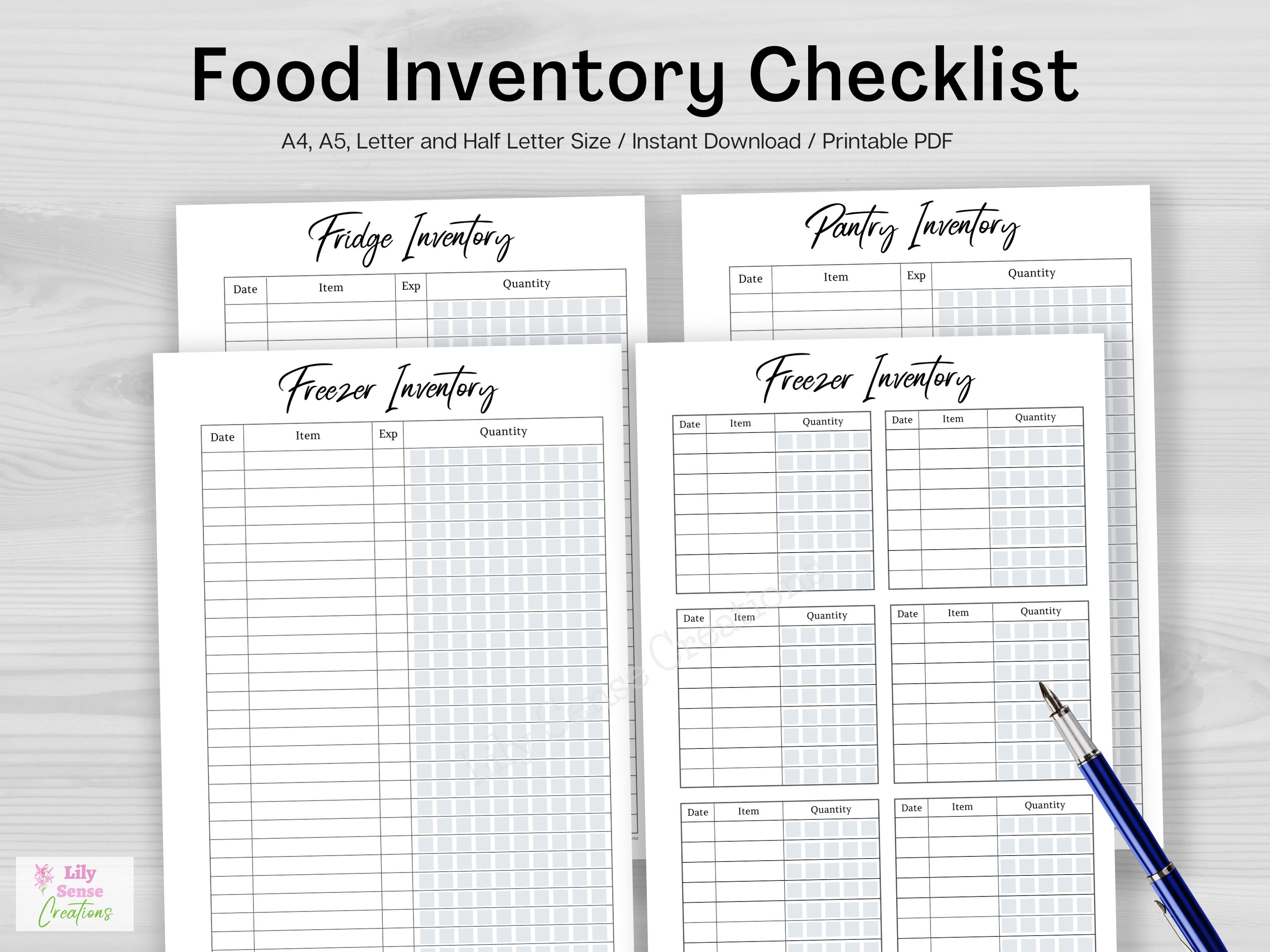 Food Inventory Checklist Kitchen Inventory Fridge Inventory - Etsy