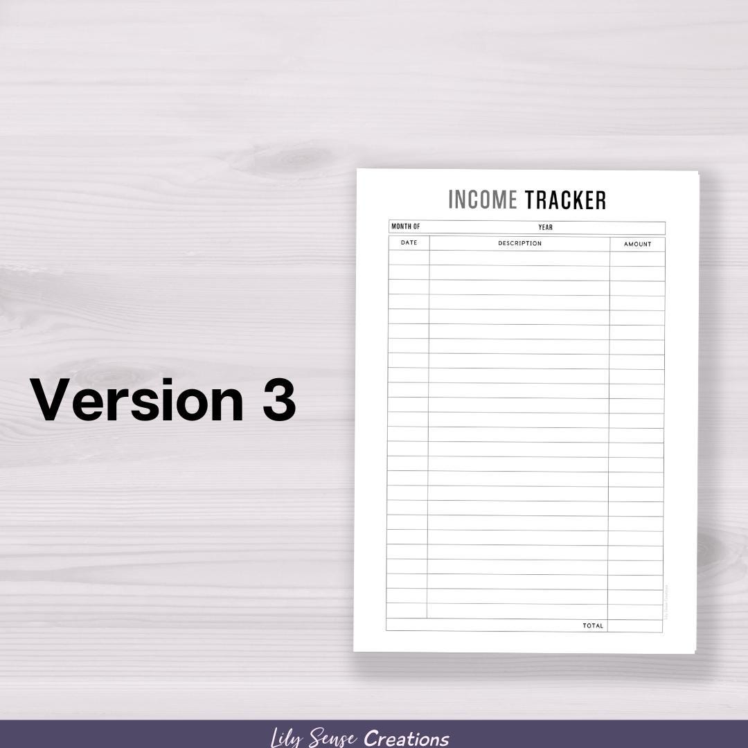Income Tracker Printable, Financial Planner, Money Tracker on One Page ...