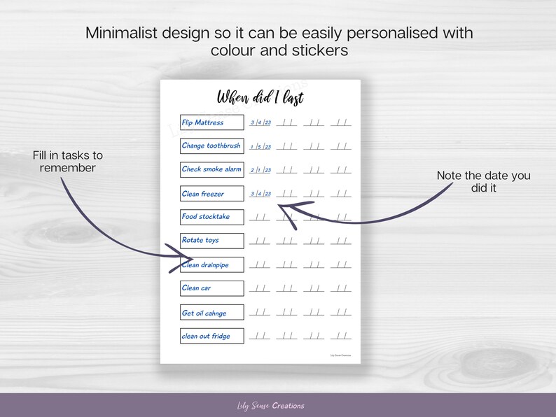 When Did I Last Tracker Printable Recurring Task Log Chores - Etsy