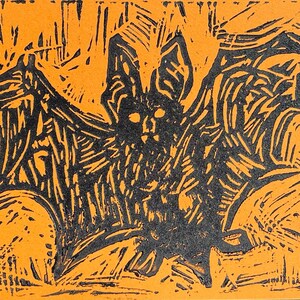 Bat Linocut Prints — Halloween Bat Art - Etsy