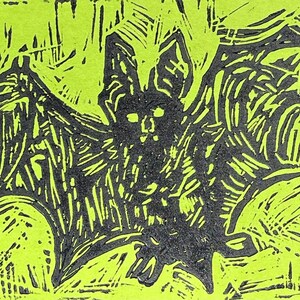 Bat Linocut Prints — Halloween Bat Art - Etsy