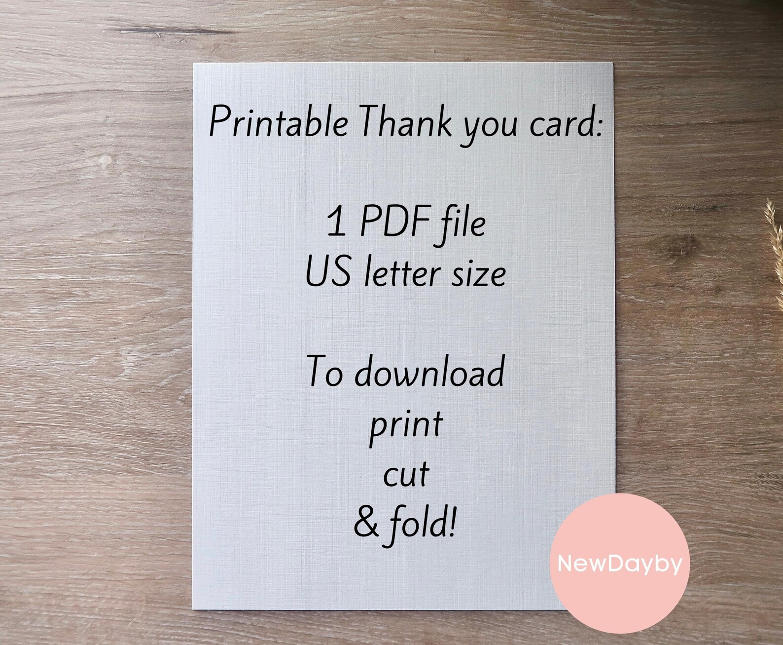 Printable Thank You Card Instant Download 7x5 Inch Cards for Thanks ...