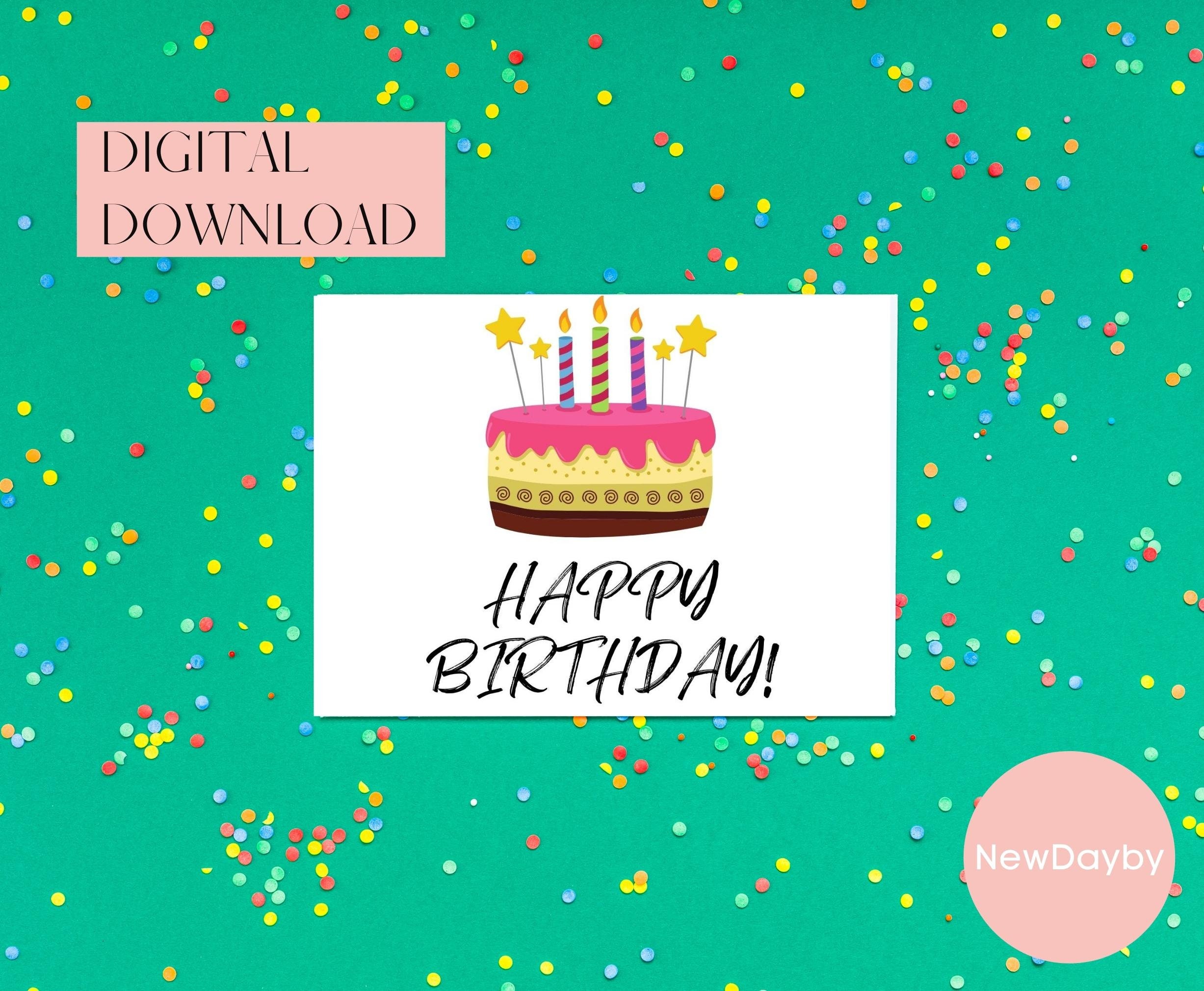 Printable Birthday Card Instant Download 7x5 Inch Cards for Birthday ...