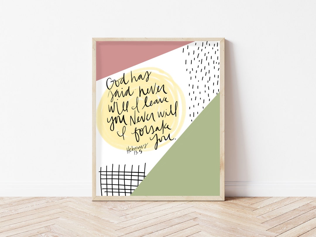 Scripture Wall Art, Hebrews 13:5 Art Print - Bible Verse Print ...