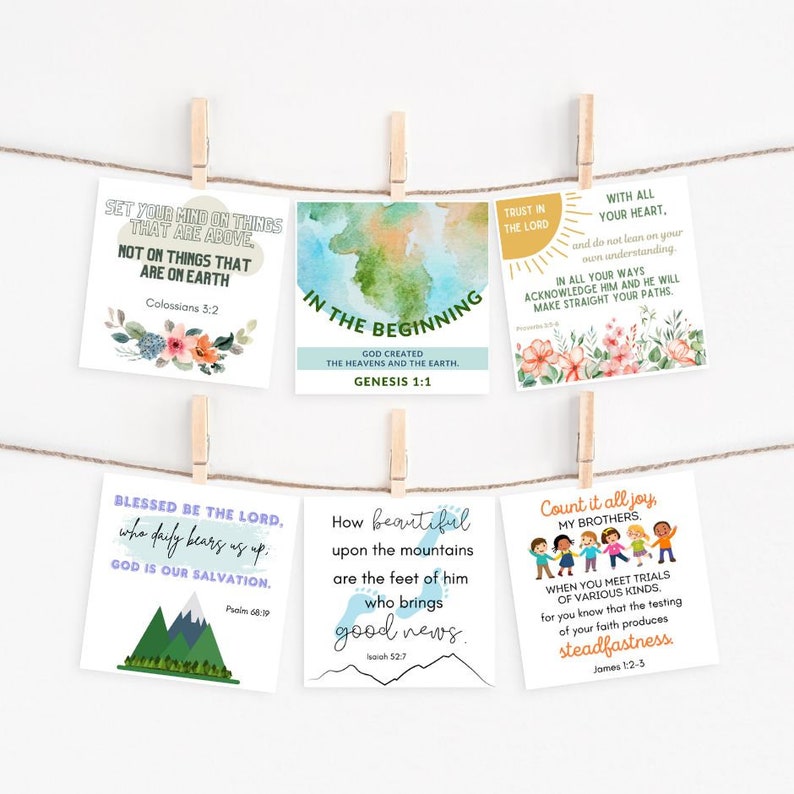 Bible Verse Cards for Kids, Children's Scripture Memory, Memorize Bible ...