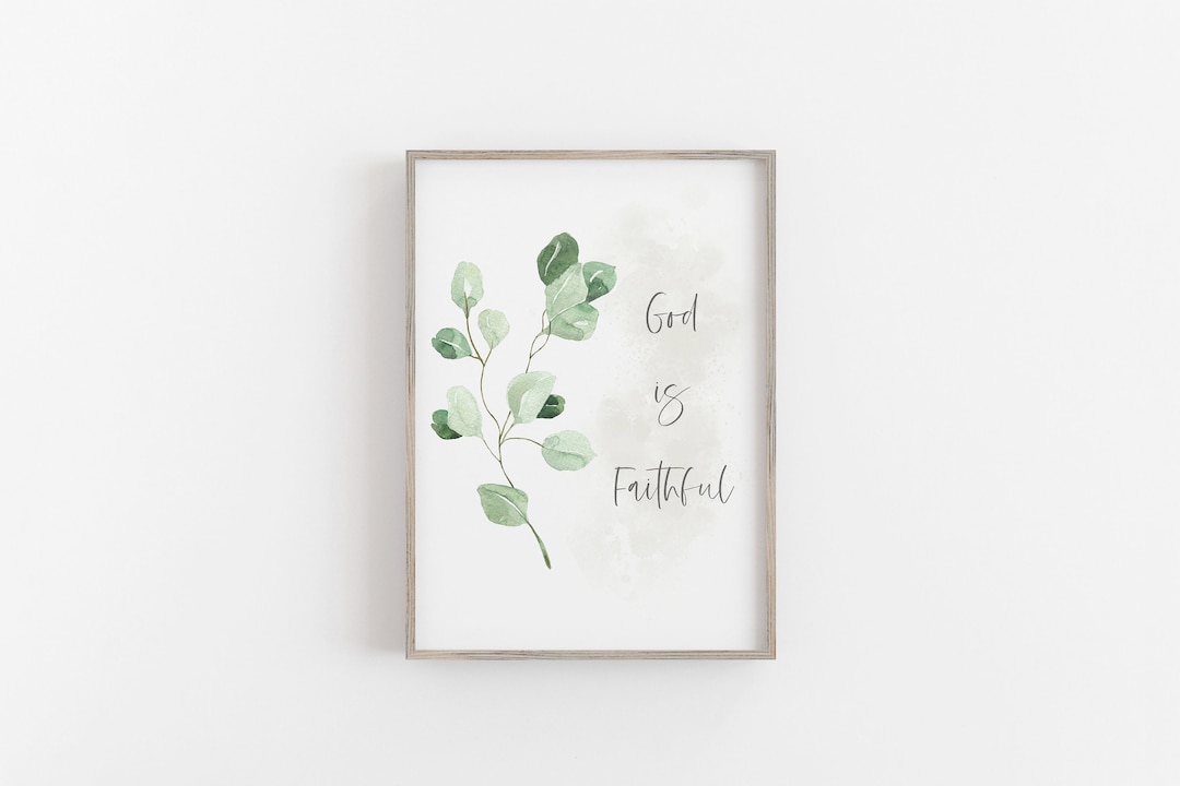 Christian Wall Art, Uplifting Art, God is Faithful, Green Floral ...