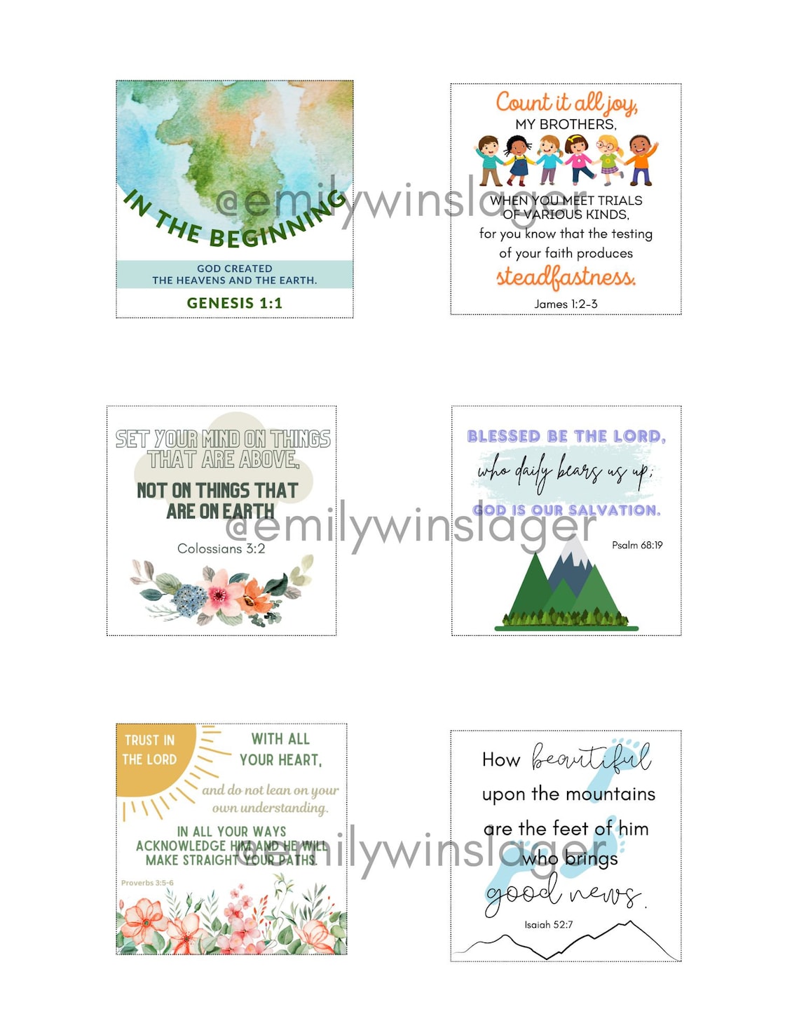 Bible Verse Cards for Kids, Children's Scripture Memory, Memorize Bible ...