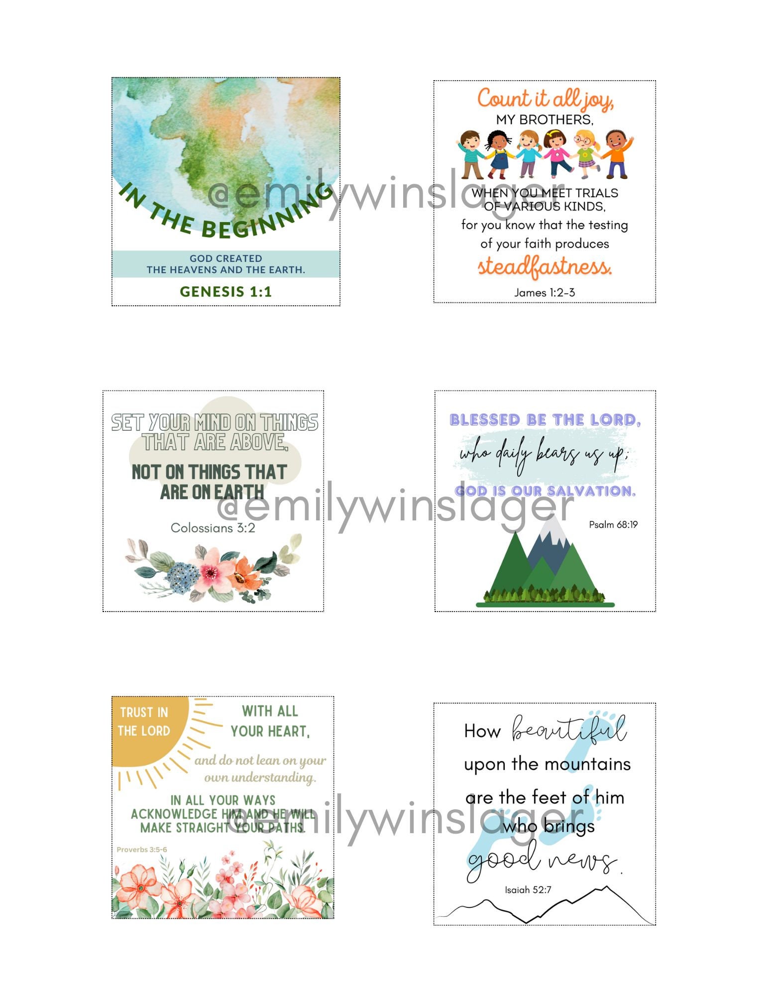Bible Verse Cards for Kids, Children's Scripture Memory, Memorize Bible ...
