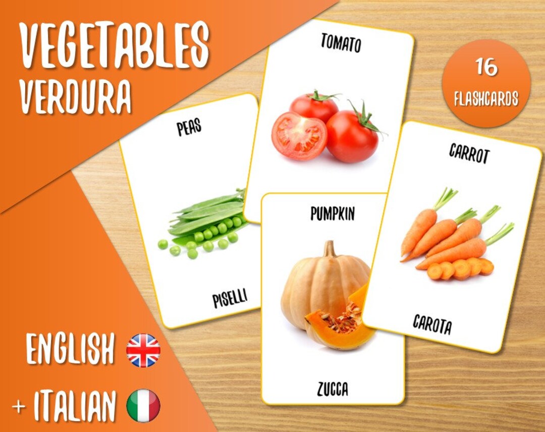 16 Flashcards and Montessori Three Parts Cards Vegetables - Etsy