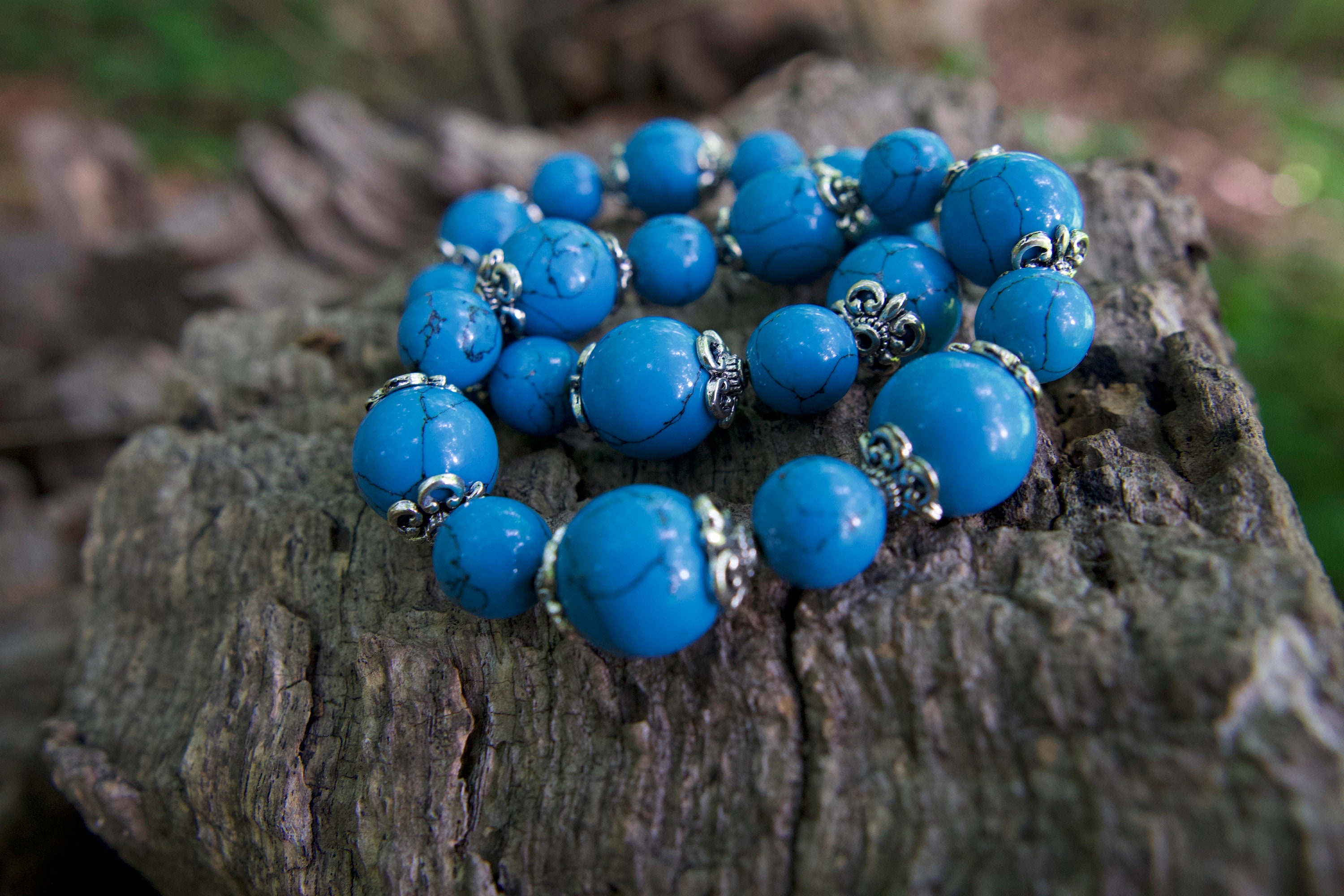 Set of Two Faux Turquoise Bead Stretch Bracelets - Etsy