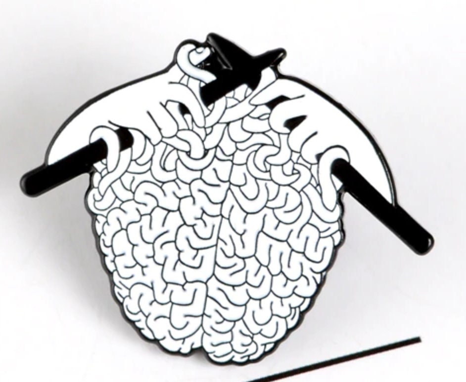 Knitting Brain Gory Halloween Gothic Spooky Brooch Enamel Pin Lapel ...